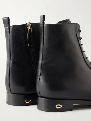 Jennifer Chamandi Patent Leather-trimmed Leather Ankle Boots