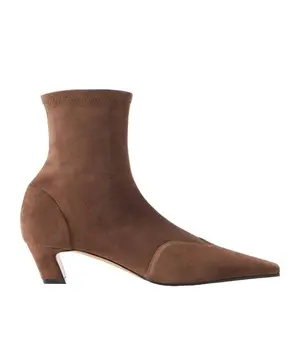 Khaite Velvet Ankle Boots - Brown