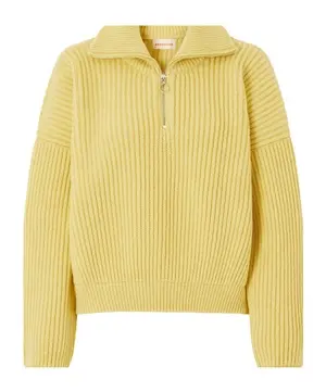Daughter Ribbed Wool Half-zip Sweater - Nude