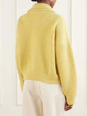 Daughter Ribbed Wool Half-zip Sweater