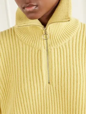 Daughter Ribbed Wool Half-zip Sweater