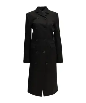 Khaite Double-breasted Wool Long Coat - Black