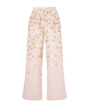 DONDE ESTEBAN Wide Leg Printed Cotton Pants - No