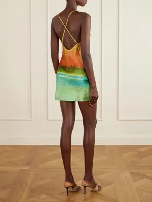DONDE ESTEBAN Printed Silk-blend Mini Dress