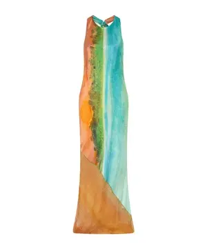 DONDE ESTEBAN Printed Silk-blend Maxi Dress