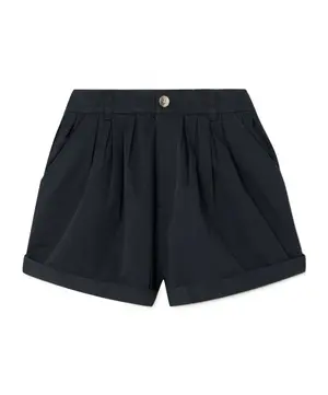 DÔEN Pleated Organic Cotton-poplin Shorts - Black