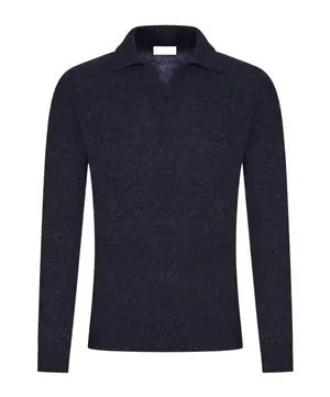 ROBERTO COLLINA Polo Collar Knit Sweater - Navy