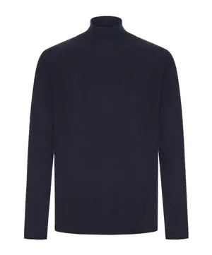 ROBERTO COLLINA Mock-neck Knitted Jumper - Navy