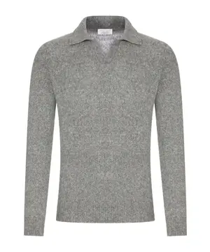 ROBERTO COLLINA Polo Collar Knit Sweater - Grey