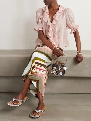 DÔEN Lace-trimmed Ruffled Shirt