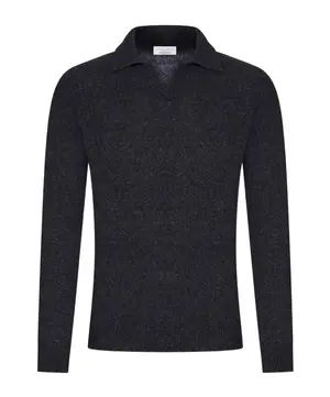ROBERTO COLLINA Polo-collar Wool Sweater - Black