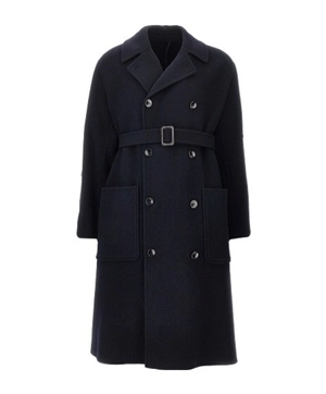 Emporio Armani Double-breasted Belted Coat - Black
