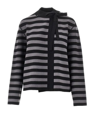 Emporio Armani Striped Bow-neck Cardigan - No