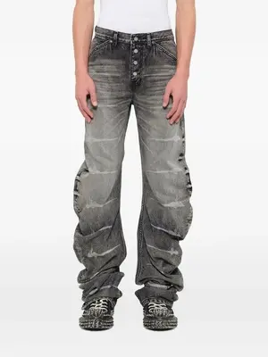 THUG CLUB Laser Washed Parkour Long Jeans