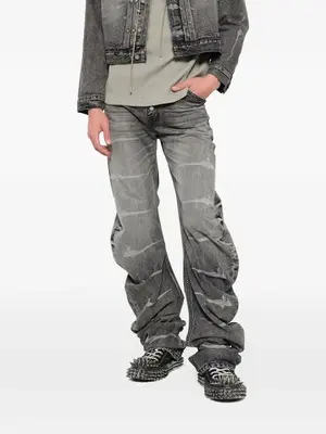 THUG CLUB Laser Washed Parkour Long Jeans