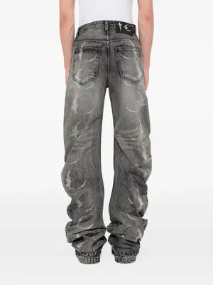 THUG CLUB Laser Washed Parkour Long Jeans