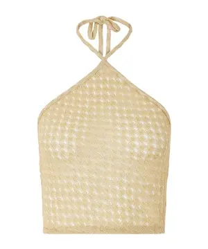 Missoni Cropped Metallic Crochet-knit Halterneck Top - No