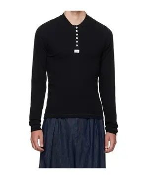MAGLIANO Henley-neck Long-sleeve T-shirt - Black
