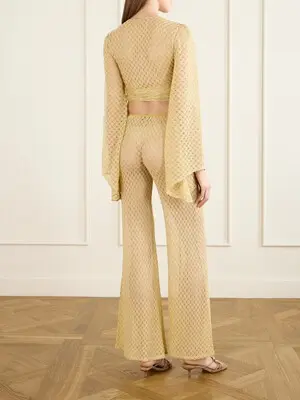 Missoni Cropped Metallic Crochet-knitted Wrap Top