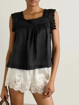DÔEN Aphra Crochet-trim Blouse - Black