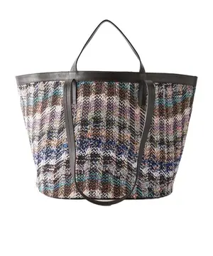 Missoni Medium Leather-trimmed Metallic Crochet-knit Tote