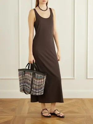 Missoni Medium Leather-trimmed Metallic Crochet-knit Tote
