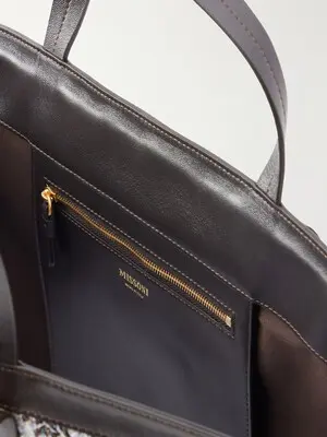 Missoni Medium Leather-trimmed Metallic Crochet-knit Tote