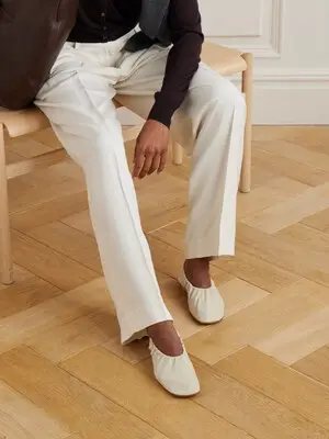 Le Monde Beryl Gathered Leather Ballet Flats