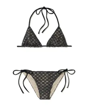 Missoni Metallic Crochet-knit Triangle Bikini