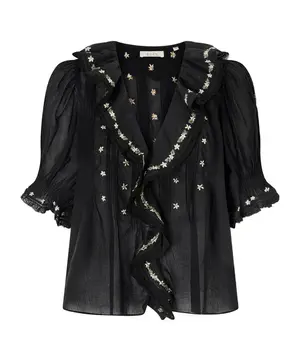 DÔEN Lightweight Floral Embroidered Blouse
