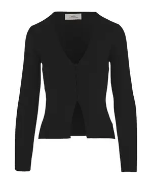 Arch4 Ribbed V-neck Cardigan - Black