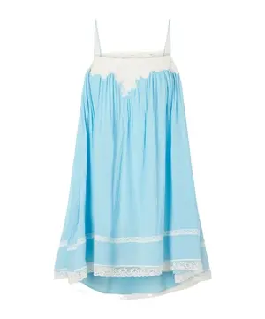 DÔEN Lace-trimmed Silk Mini Dress - Blue