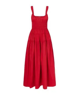 DÔEN Organic Cotton-poplin Midi Dress - Red