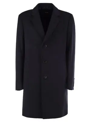 BOSS Recycled Wool And Cashmere Coat - Blue