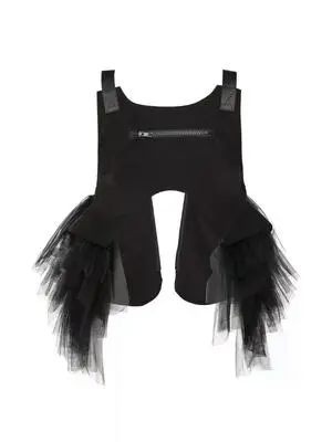 Noir Kei Ninomiya Tulle-trimmed Buckled Vest