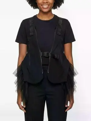 Noir Kei Ninomiya Tulle-trimmed Buckled Vest