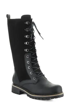BOS. & CO. Havi Leather Lace-up Tall Boot - Black