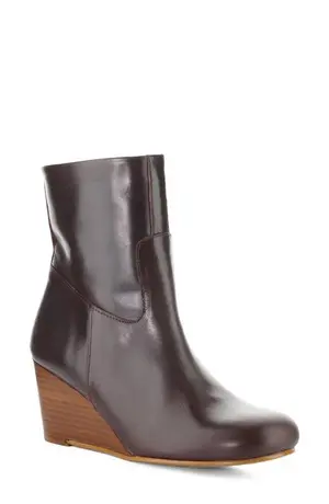 Fly London Tael Leather Wedge Bootie Wine
