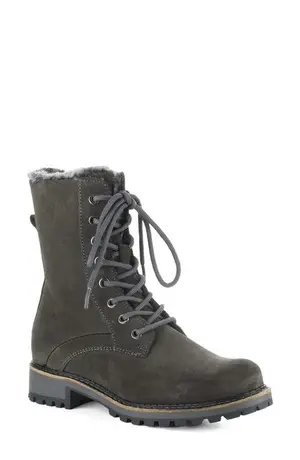 BOS. & CO. Cyrus Leather Boot With Faux Fur Trim - Anthracite