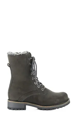 BOS. & CO. Cyrus Leather Boot With Faux Fur Trim - Anthracite