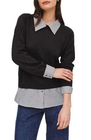 Bella Dahl Mixed Layered Sweater - Vintage Black