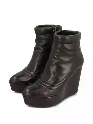 Prada Wedge Leather Ankle Boots