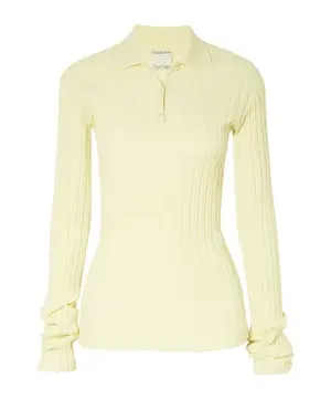 Calvin Klein Amber Ribbed Wool Polo Sweater - No