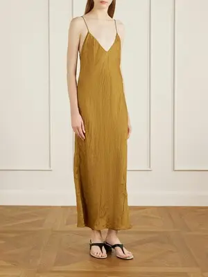 Khaite Taja Crinkled-voile Maxi Dress