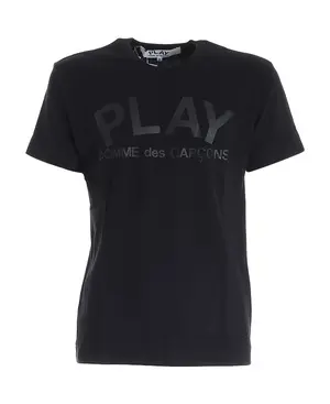 Play Comme Des Garcon Logo Printed T-shirt - Black