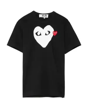 Play Comme Des Garcon Heart-print Cotton T-shirt - Black