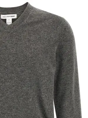 Comme Des Garçons Color-block V-neck Knitted Sweater