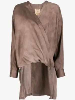 UMA WANG V-neck Asymmetrical Blouse - Black