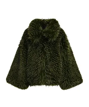 Essentiel Antwerp Kastanje Faux Fur Coat - Green