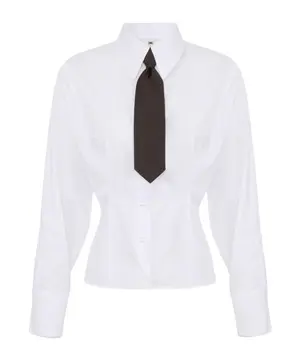 Elisabetta Franchi Poplin Shirt With Bow Tie